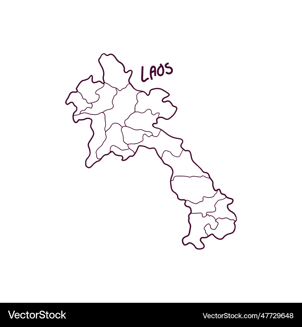 Hand drawn doodle map of laos Royalty Free Vector Image