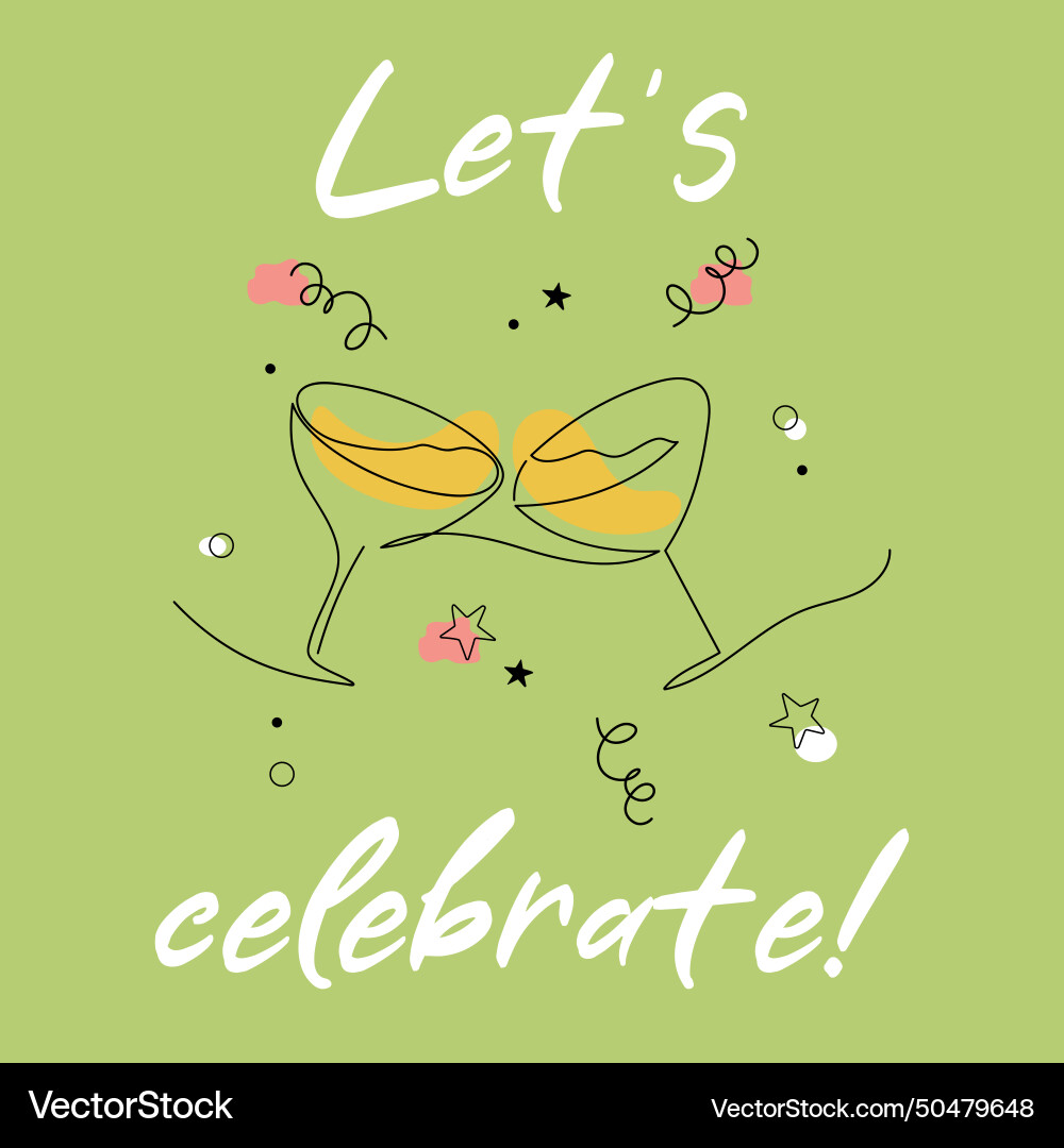 Handdrawn celebration card with line art elements Vector Image