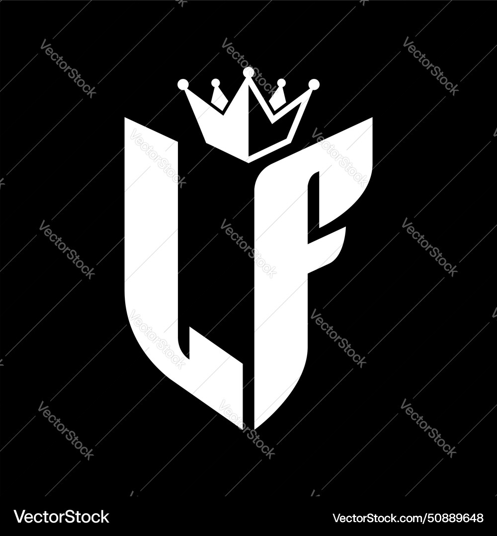 Lf letter monogram with shield shape crown Vector Image