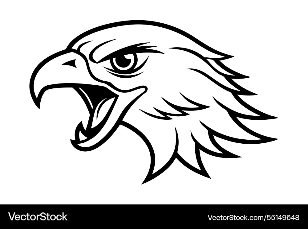 Line art of a hawk face screaming Royalty Free Vector Image