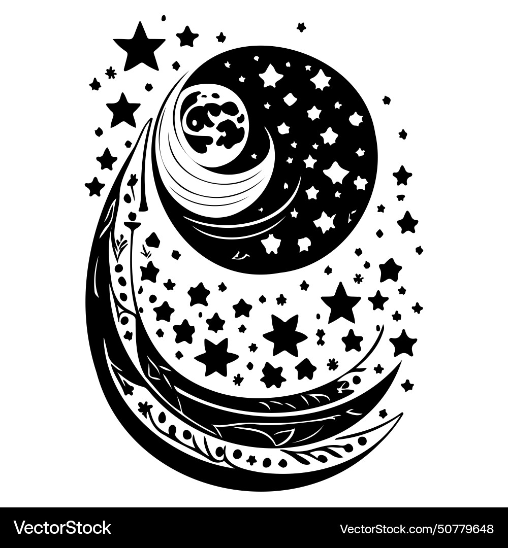 Moon star ramadan arabic islamic sketch draw Vector Image
