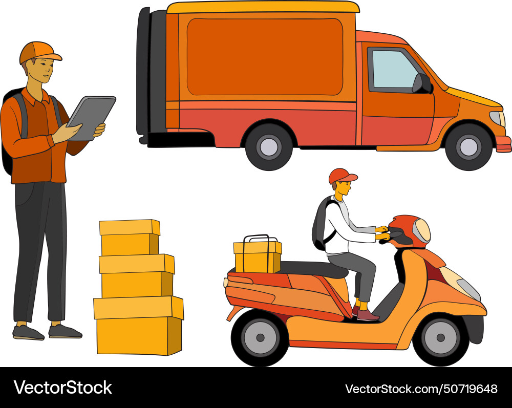 Online delivery service set order tracking Vector Image