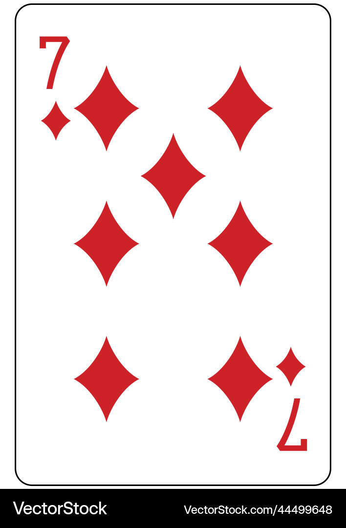 Seven of diamonds Royalty Free Vector Image - VectorStock