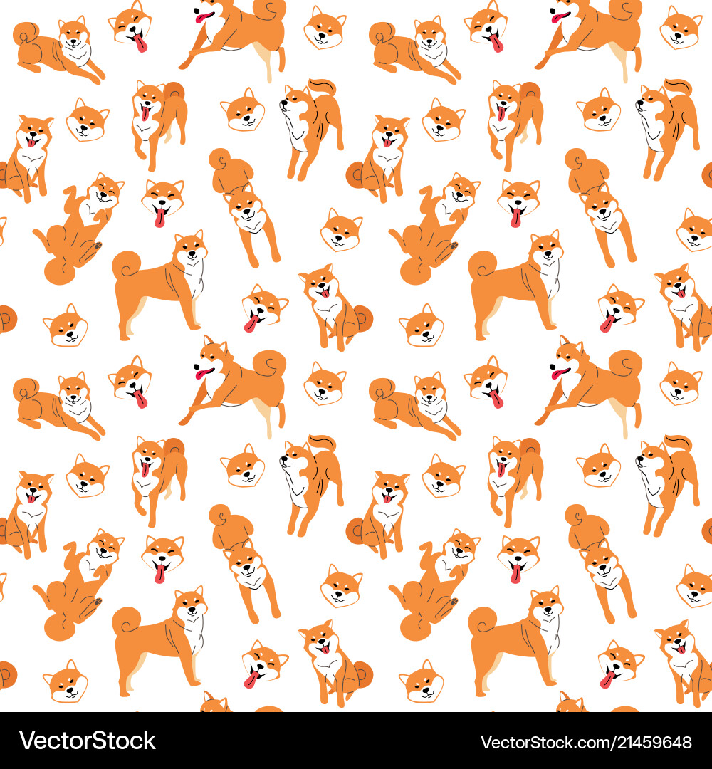 Shiba inu seamless pattern background Royalty Free Vector