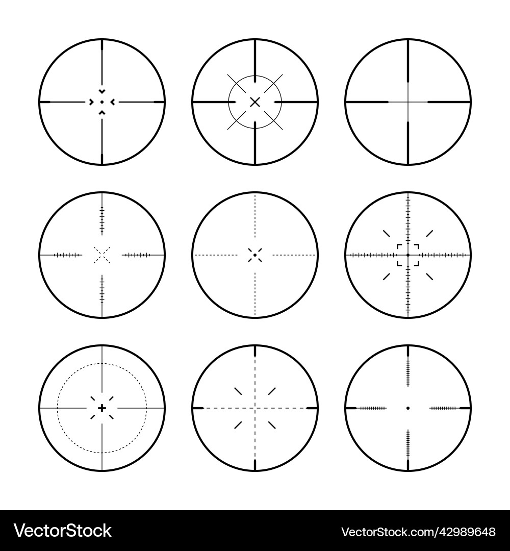 Various sniper rifle sights weapon optical scope Vector Image
