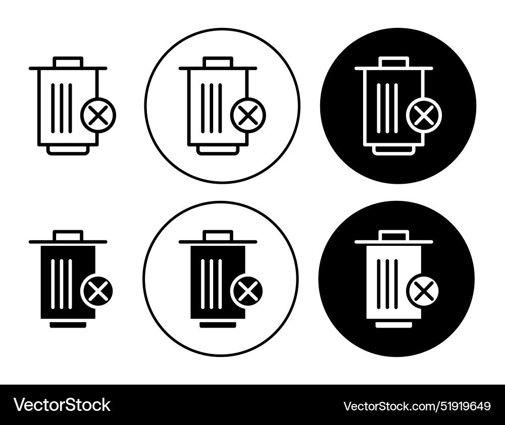 Delete icon collection of outline thin line Vector Image