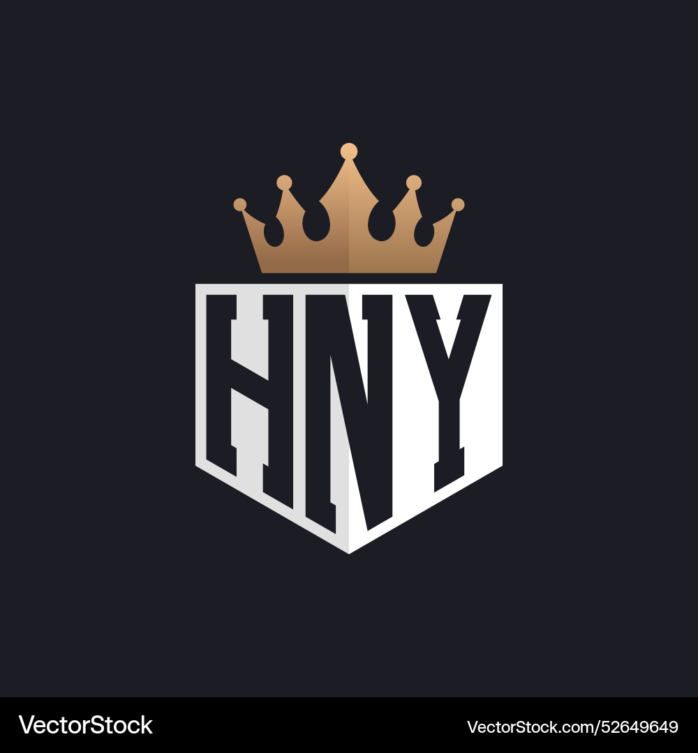 Luxury hny logo with crown elegant initials Vector Image