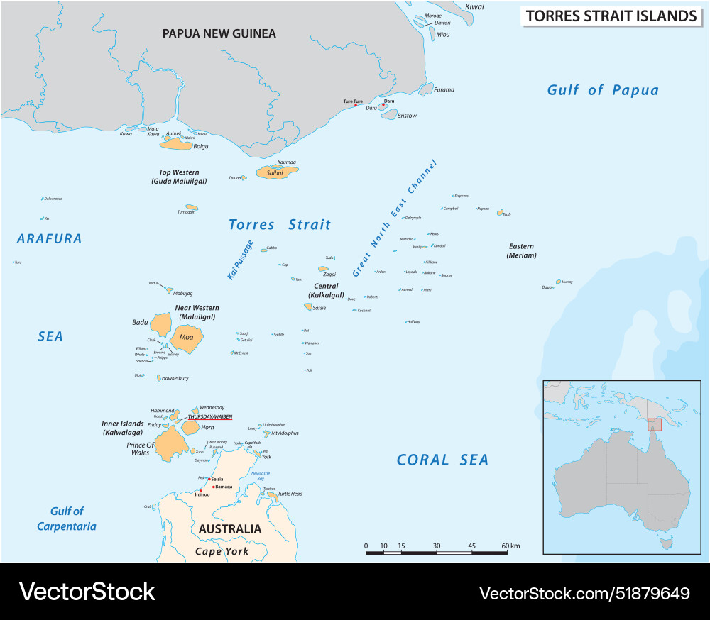 Map of the australian torres strait islands Vector Image