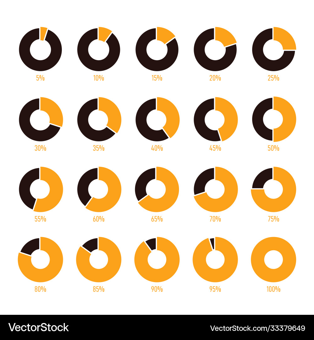 Modern Percentage Pie Chart Set Royalty Free Vector Image