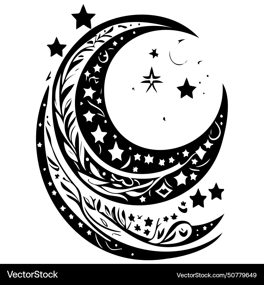 Moon star ramadan arabic islamic sketch draw Vector Image
