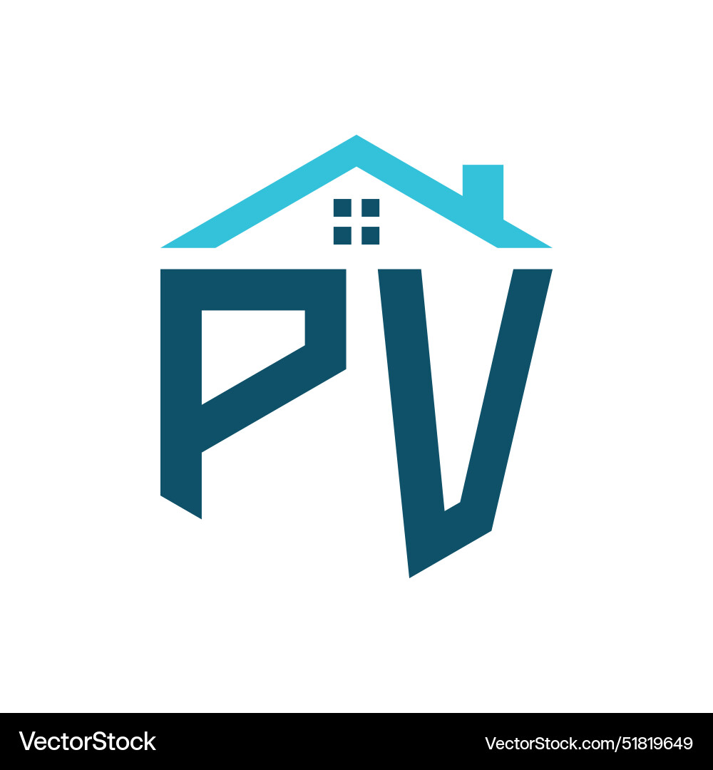 Pv house logo design template letter Royalty Free Vector