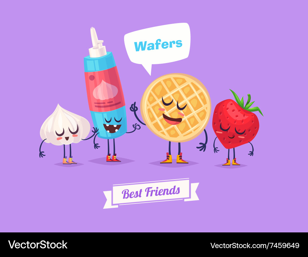Set of breakfast characters cute cartoons Vector Image