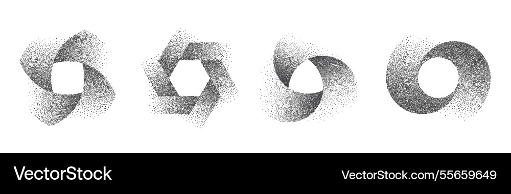 Spray dot grain stippled dotted swirl elements Vector Image