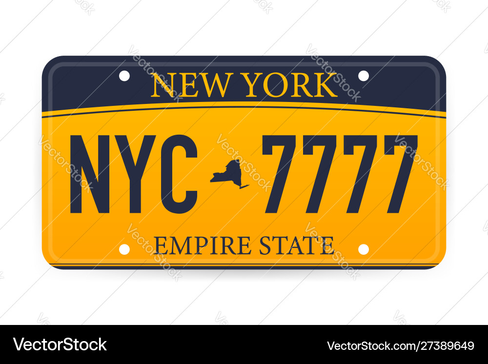 Vehicle registration new york Royalty Free Vector Image