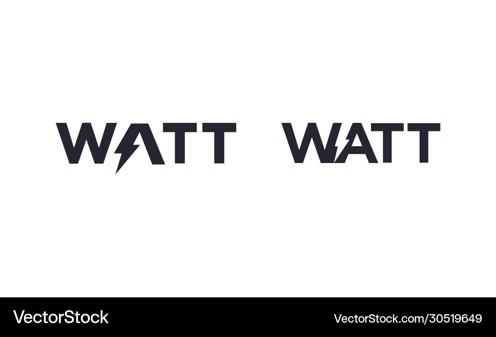 Watt word for electric logo editable Royalty Free Vector
