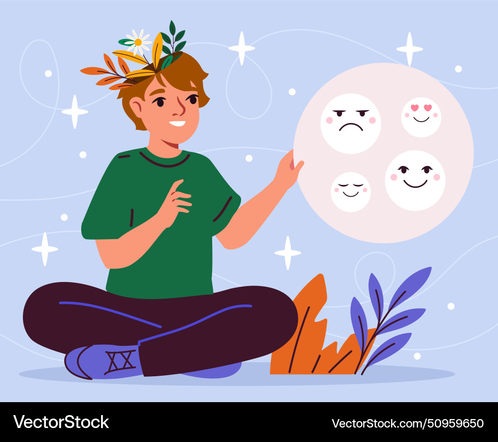Emotional intelligence boy concept Royalty Free Vector Image