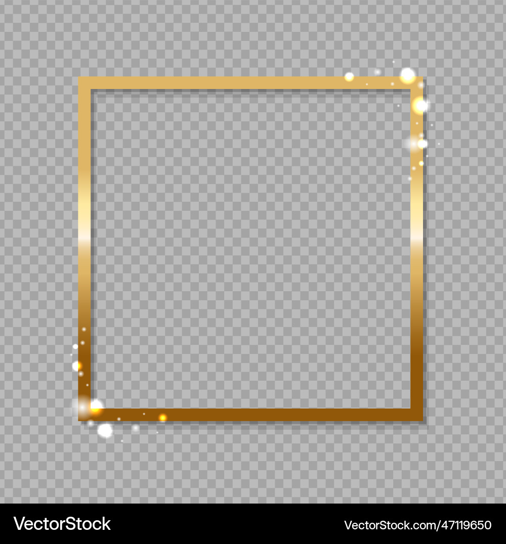 Golden frame and glitter isolated transparent Vector Image
