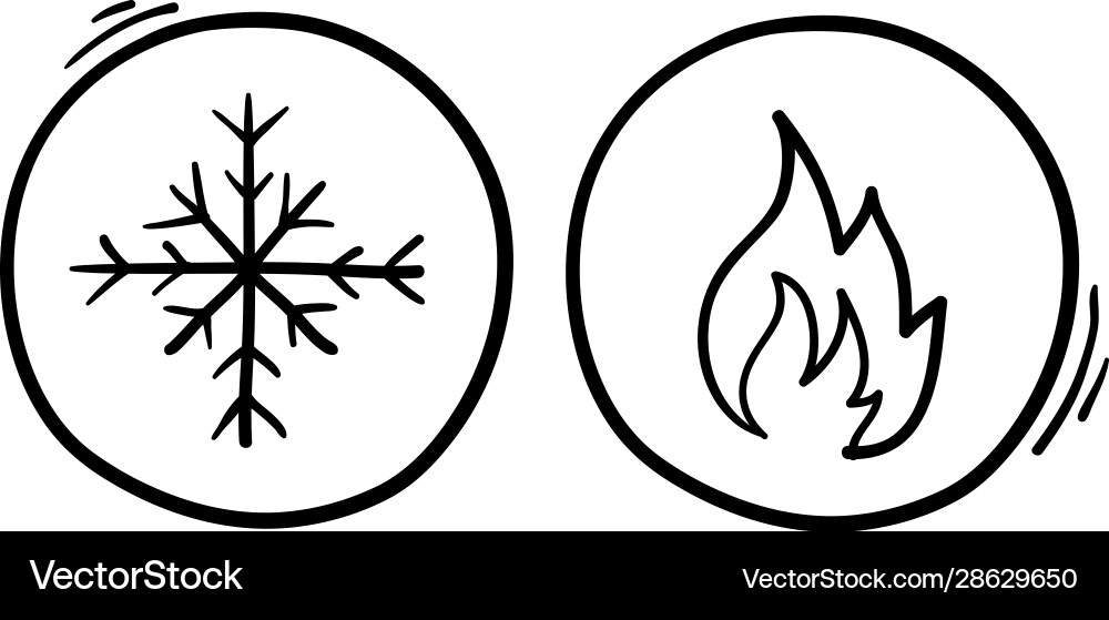 Hot and cold symbol icon set on white background Vector Image