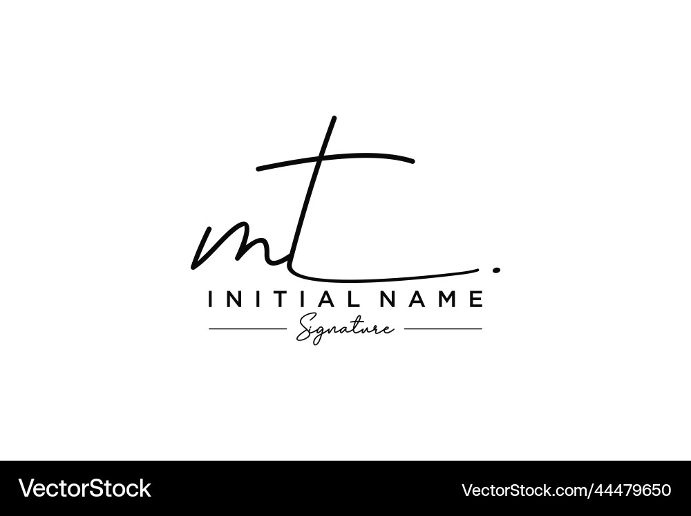 Initial mt signature logo template hand drawn Vector Image
