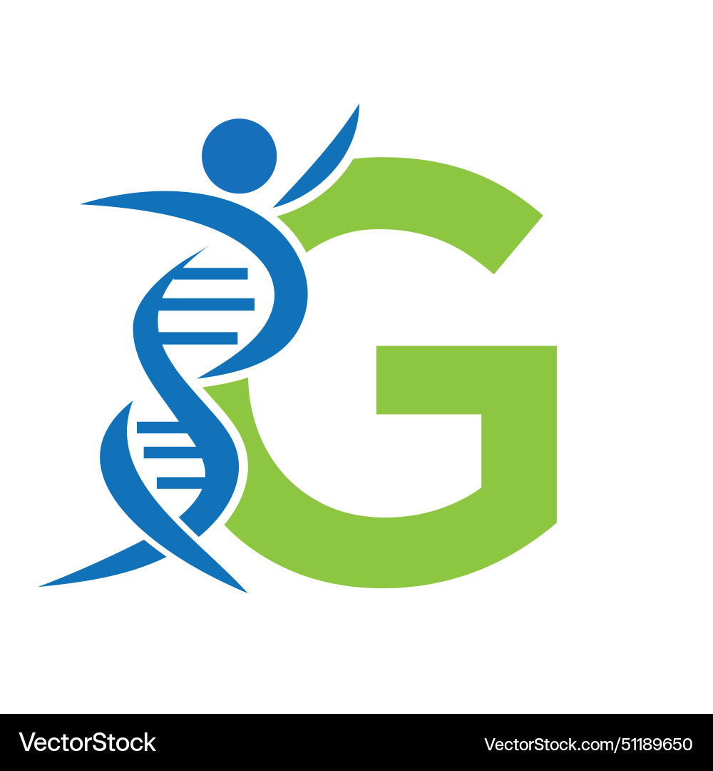 Letter g dna logo with human symbol cell icon Vector Image