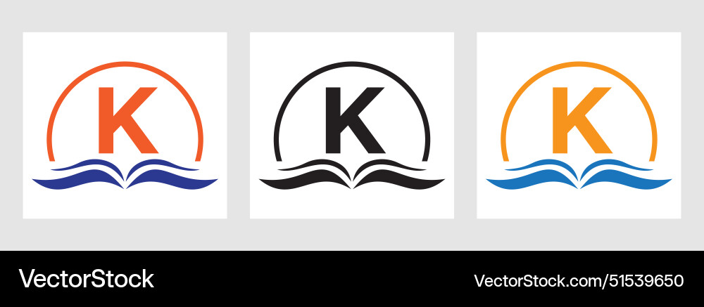 Letter k education logo book concept training Vector Image