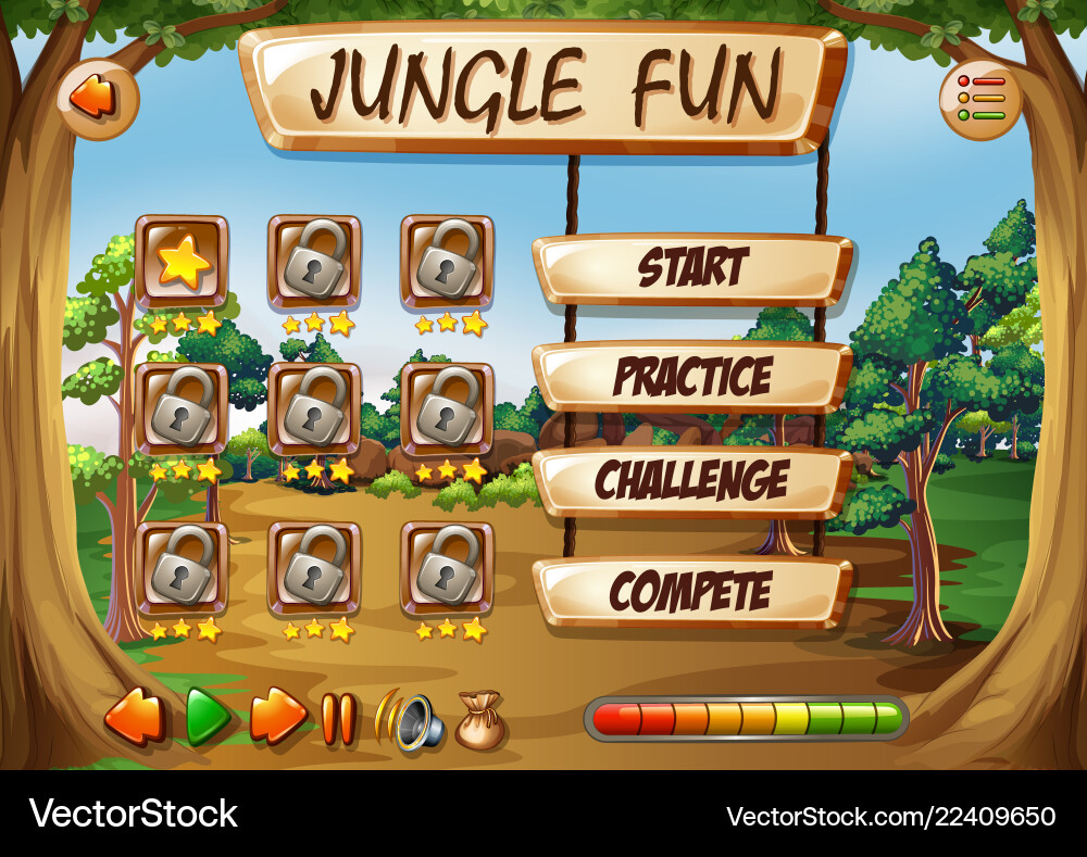 Monkey jungle game template Royalty Free Vector Image