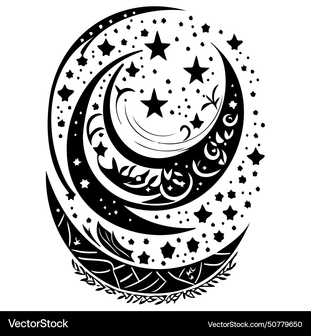 Moon star ramadan arabic islamic sketch draw Vector Image