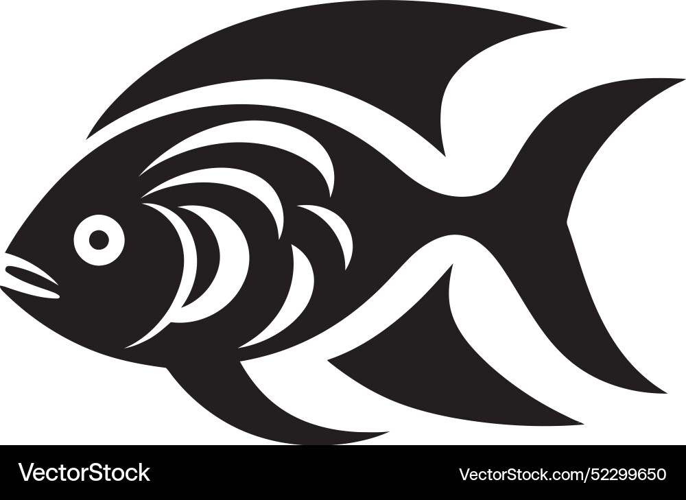 Noir aquatic sketches black fish Royalty Free Vector Image