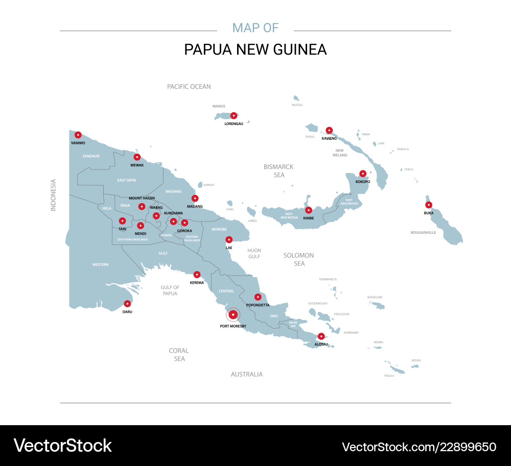 Papua new guinea map with red pin Royalty Free Vector Image