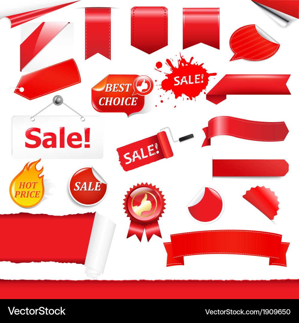 Red labels set Royalty Free Vector Image - VectorStock