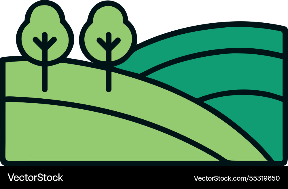 Rolling green hills landscape Royalty Free Vector Image