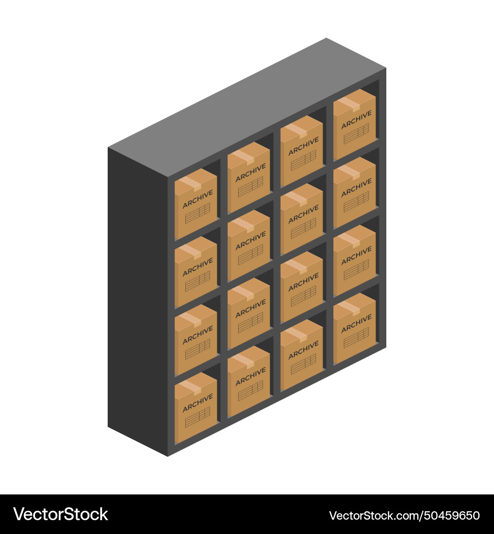 Storage shelf bookcase with parcel boxes Vector Image