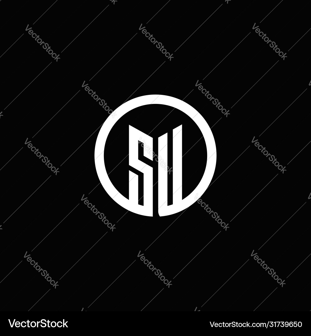 Su monogram logo isolated with a rotating circle Vector Image
