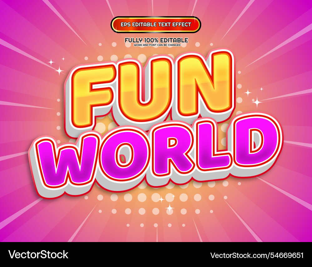 3d cartoon comic text effect editable template Vector Image