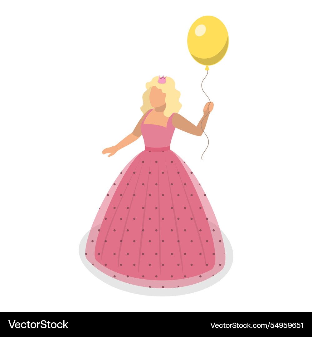 3d isometric flat set of princess Royalty Free Vector Image