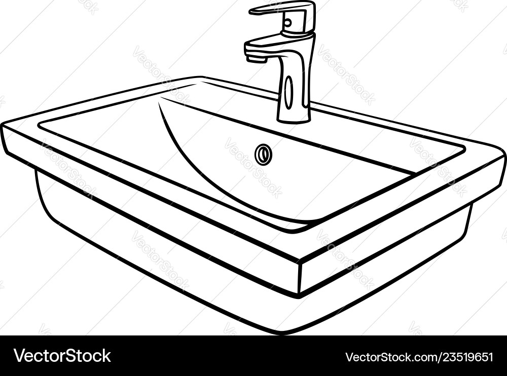 Bathroom Sink Outline Drawing Royalty Free Vector Image
