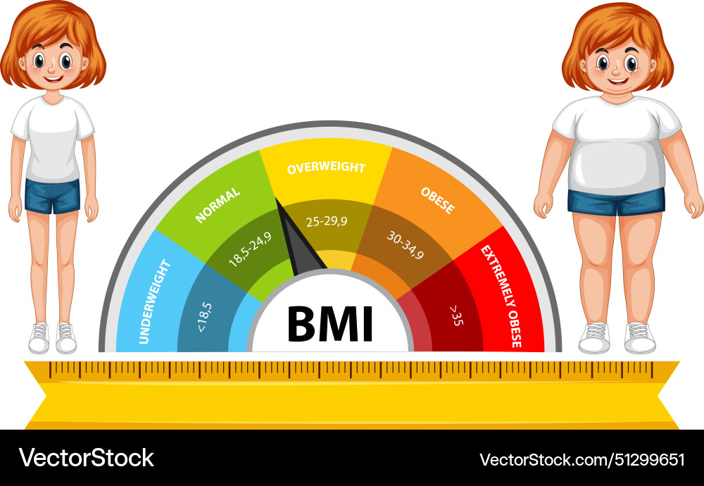 Bmi scale and two girls Royalty Free Vector Image