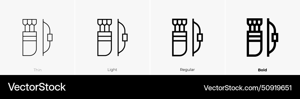 Bow and arrow icon thin light regular bold Vector Image