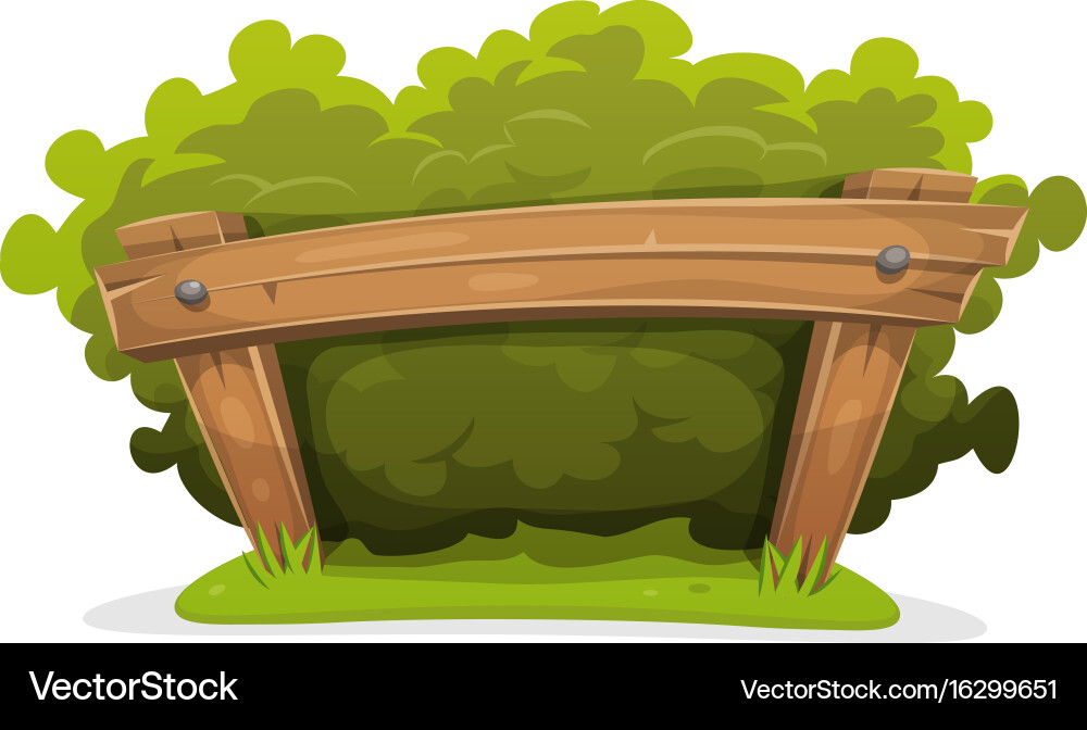 Cartoon hedge with wood barrier Royalty Free Vector Image