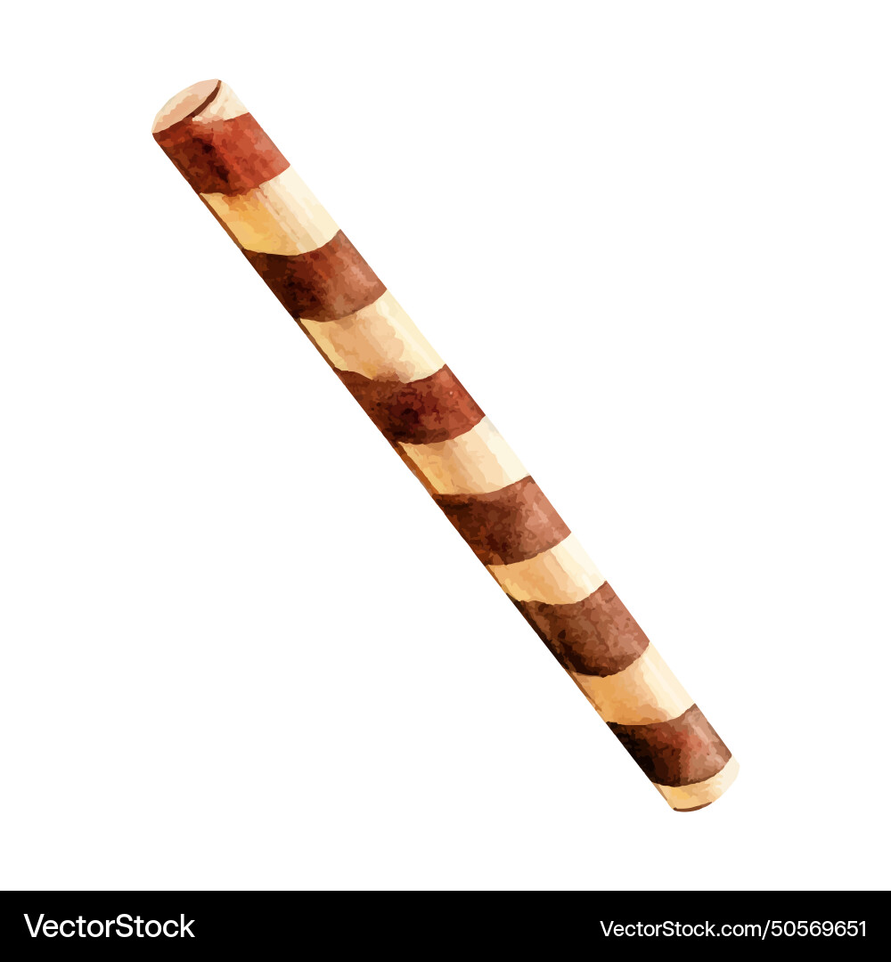 Chocolate roll stick watercolor drawing cake Vector Image