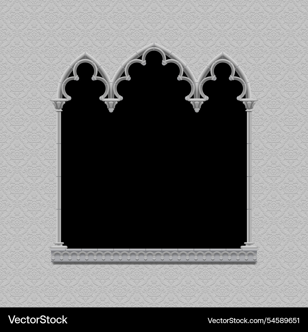Classic black window in gothic decorative frame Vector Image