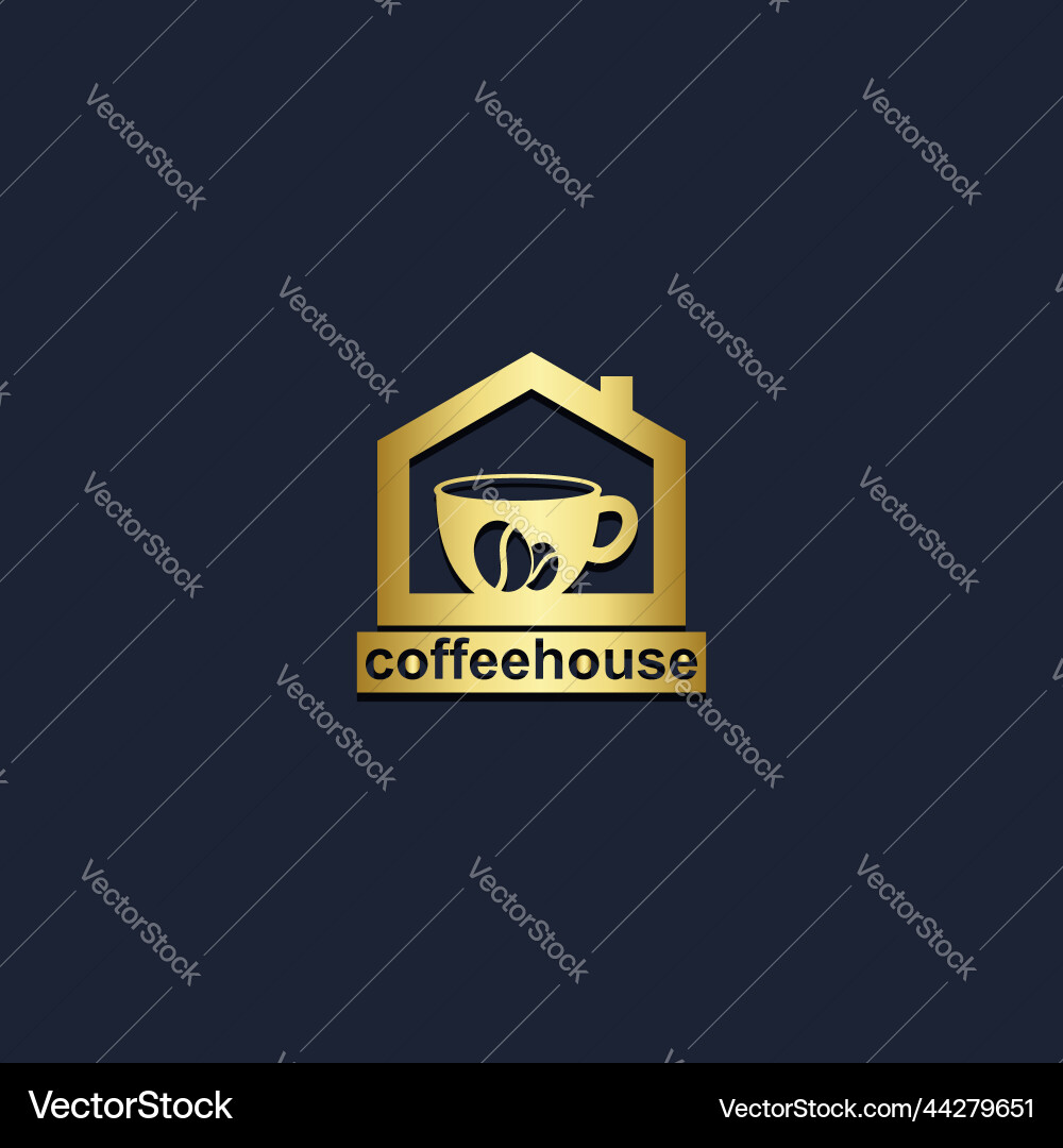 Coffee house cafe store gold logo Royalty Free Vector Image