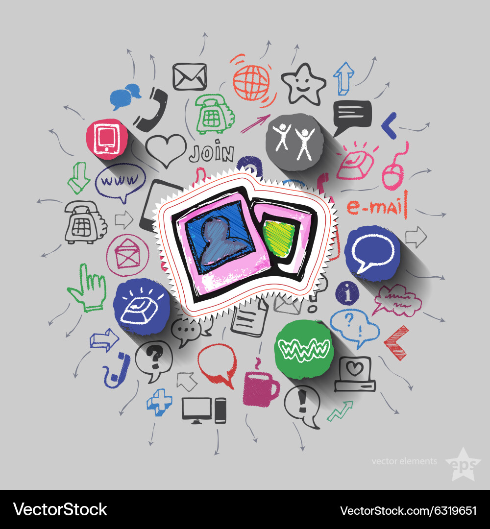 Collage with icons background Royalty Free Vector Image