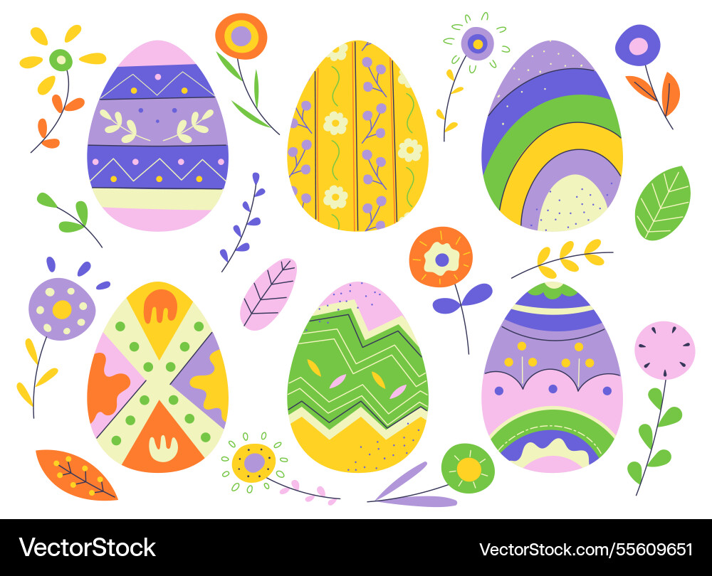 Colorful easter eggs set Royalty Free Vector Image