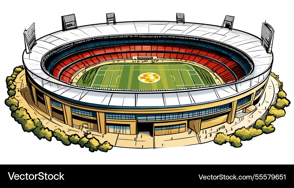 Comic hand-drawn of emirates stadium Royalty Free Vector