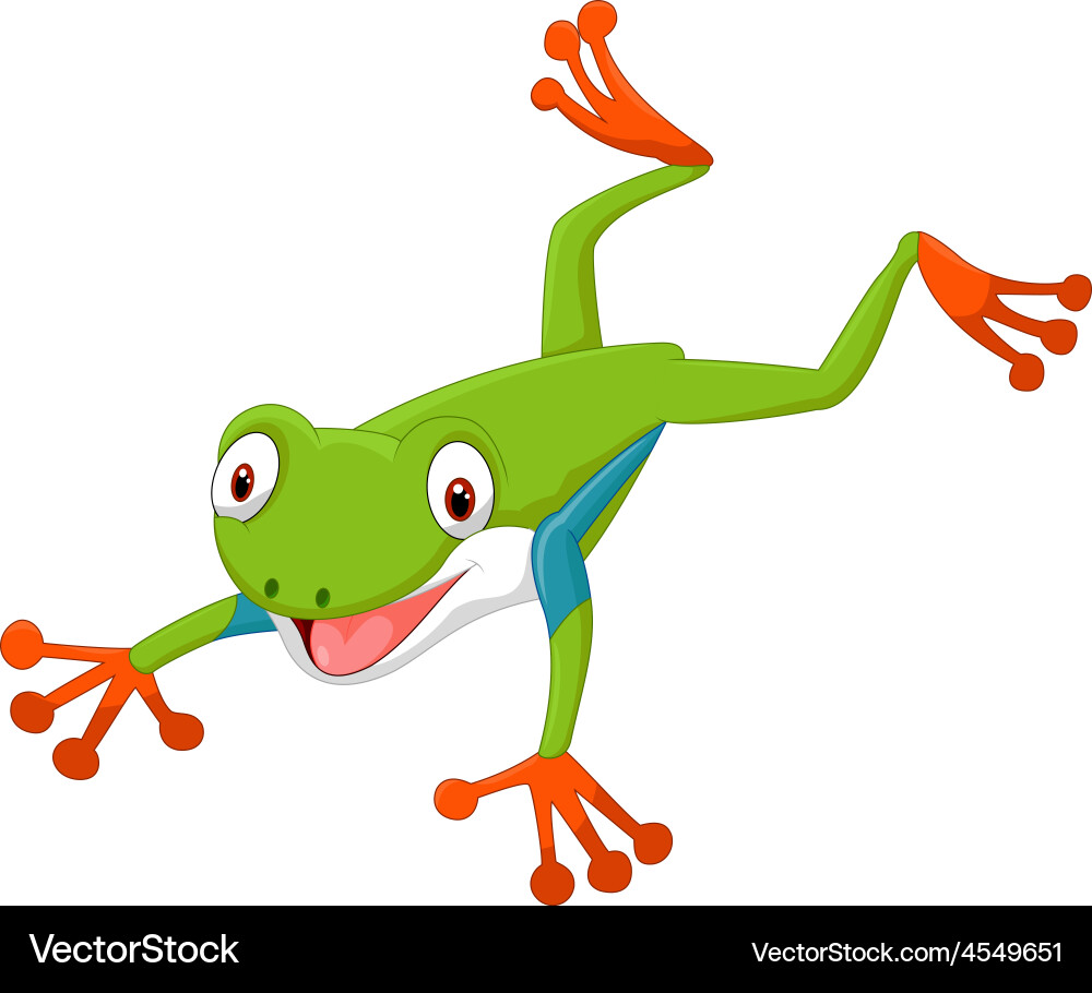 Cute cartoon leaping frog Royalty Free Vector Image