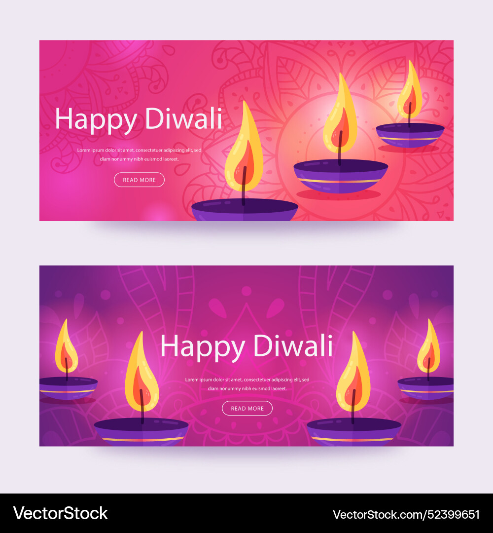 Diwali banners template design with candles Vector Image