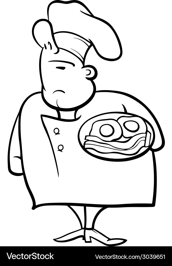 English chef cartoon coloring page Royalty Free Vector Image