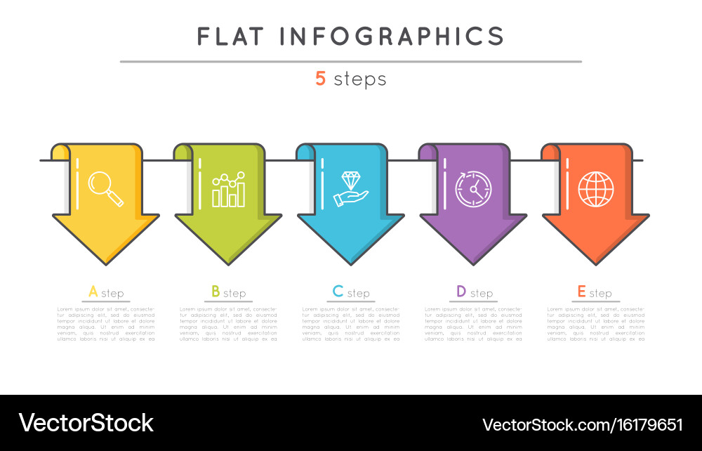 Flat style 5 steps timeline infographic template Vector Image