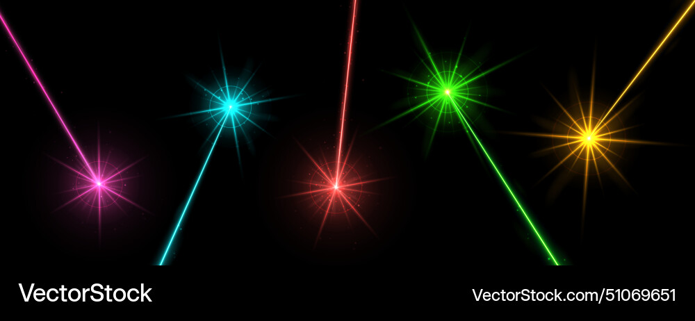 Glowing lasers multicolored laser beams isolated Vector Image